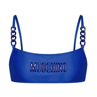 Moschino Blaues Bikinioberteil mit Metallkette - - Swimwear - Damen - Blau - XL