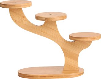 Generic Holz kleiner Pflanzenständer 3-Tier-Fensterbrett-Pflanzenregal runde Tischplatten-Ständer Desktop-Pflanzenständer für Büro-/Schlafzimmer/Esszimmer/Ler