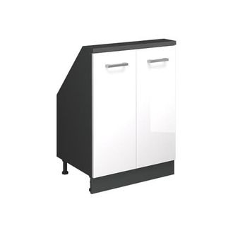Vicco Meuble sous Pente R-Line, Blanc Brillant/Anthracite, 60cm avec 2 Portes