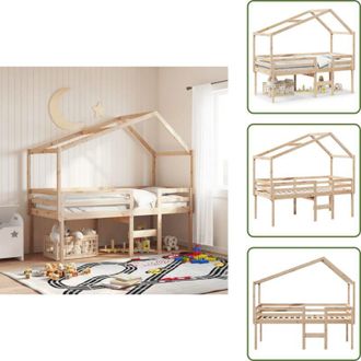 vidaXL The Living Store - Hochbett mit Dach 75x190 cm Massivholz Kiefer - Kinderbett - Hochbett - Holzbett - Kiefernholzbett - Jugendzimmer M&ouml;bel