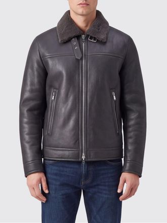 Dondup Veste en cuir dagneau avec col en fourrure et fermeture zipp&eacute;e