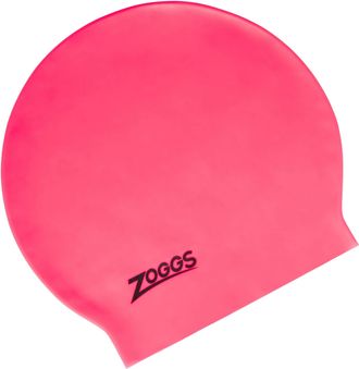 Zoggs Unisex-Adult Long Hair Latex Swimming Cap, Pink, One Size