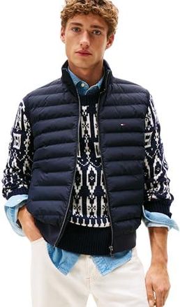 Tommy Hilfiger Veste sans Manches Homme Mix Media Gilet avec Col Montant, Bleu (Desert Sky), M