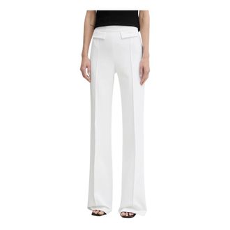 Elisabetta Franchi Pantalon large en cr&ecirc;pe stretch double &eacute;paisseur - Femme - Pantalons - Blanc - Taille: 44 FR