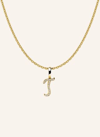 Cada Cada Kette Tiny Diamond Letter T gold