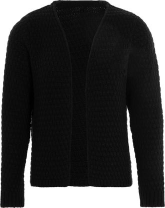 Knit Factory Becky Strickjacke - Kurzer Damen Strickjacke - Cardigan mit Wolle - Gestrickte Jacke in H&uuml;fth&ouml;he - Hochwertige Qualit&auml;t - Schwarz - 40/42