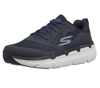 Skechers Herren Max Cushioning Premier Vantage Laufschuh, Navy Synthetic Navy Textile Orange Trim, 43 EU