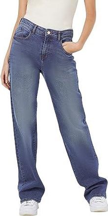 Noisy May Jeans Droite Taille Normale Denim Pantalon Large Fermeture éclair NMYOLANDA, Couleurs:Bleu, Taille:28W / 30L, Longueur de Jambe:L30