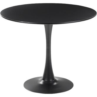 Beliani Table Noire avec Plateau Rond 90 cm en MDF et Pied Unique en M&eacute;tal Design Traditionnel pour Salle &agrave; Manger ou Cuisine Moderne et Scandinave Beliani