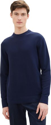 Tom Tailor Tom Tailor Denim Herren Basic Strick-Pullover mit Struktur, 34590 - Dark Blueberry, M