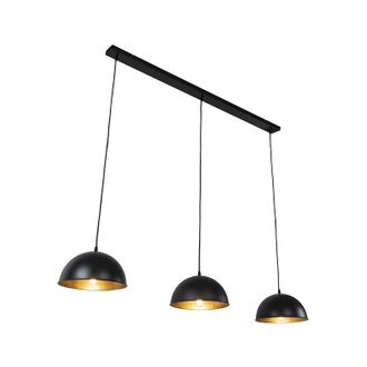 QAZQA Magnax - Suspension multiples - 3 lumi&egrave;re - l 138 cm - Noir - Rustique - &eacute;clairage int&eacute;rieur - Salon i Chambre i Cuisine i Salle &agrave; manger - Qazqa