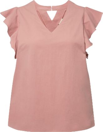 Ulla Popken Damen große Größen Übergrößen Plus Size Blusentop, V-Ausschnitt, Rückenausschnitt, ärmellos Rose 50+ 829094300-50+