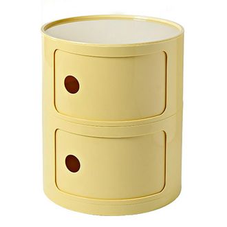 Generic Runder Nachttisch Mit Schubladen, 3-stufiger Beistelltisch Mit Schiebet&uuml;ren for Schlafzimmer, Wohnzimmer, Badezimmer (rot)(Yellow a,2 Tier)