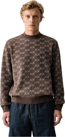 A|X Armani Exchange Pullover mit durchgehendem AX-Logo und englischem Rippstrick - - Knitwear - Herren - Braun - XL