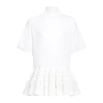 Alaia Femme, Pulls, Blanc, Taille: 36 FR Haut &agrave; col roul&eacute; c&ocirc;tel&eacute;
