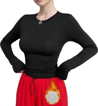 Generic sous Pull Femme Haut Thermique Femme sous Pull Thermique Femme Doux Glamour Haut Thermique Seamless Soutien Gorge Int&eacute;gr&eacute; Couche De Base Douce Et Chau