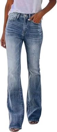 Generic Jeans femme taille haute pantalon &eacute;lastique confortable jeans style baggy push up denim pantalon avec poches mode d&eacute;contract&eacute; confortable pour bureau,