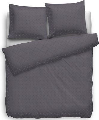 Heckett & Lane Bettwäsche 100% Baumwolle Mako-Satin Uni Puntini 200x200 (80x80) Dark Gull Grey