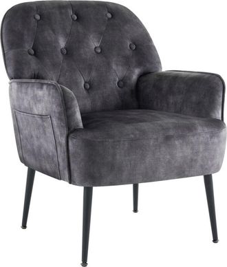 IntimaTe WM Heart IWMH Fauteuil Lounge, Chaise avec Dossier en Lin Doux &agrave; Boutons, Canap&eacute; simple avec pieds en m&eacute;tal adapt&eacute; au salon, chambre &agrave; coucher, bureau - Beige
