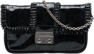 Dior Pre-owned Sac bandouli&egrave;re en cuir verni perfor&eacute; - Femme - Pre-owned - Noir - Taille: ONE Size