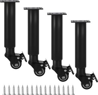 Generic Set Mit 4 Verstellbaren M&ouml;belf&uuml;&szlig;en Aus Metall Mit Rollen Schrauben, F&uuml;r Schr&auml;nke/Sofas/Betten/Kommoden/Couches, Robuste DIY-Ersatzf&uuml;&szlig;e Couchtische(Sch