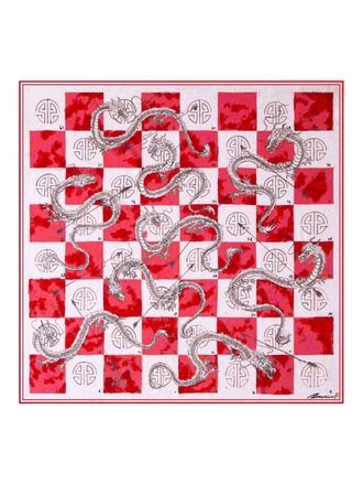 Shanghai Tang foulard en soie à motif dragon arrow - Rouge