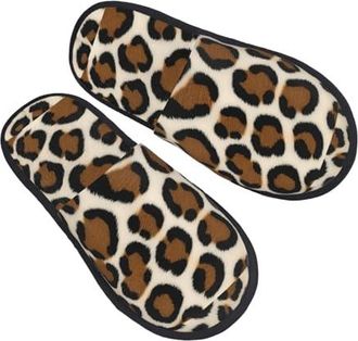 Generic Pantoufles L&eacute;opard Antid&eacute;rapant Pantoufles En Feutre Cozy Chaussons Pour Chambre Voyage Femmes M