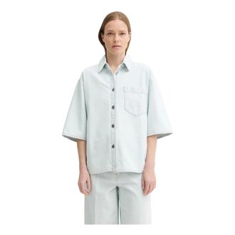 &Aacute;eron Abbott Kurzarm-Denim-Hemd - - Blouses & Shirts - Damen - Blau - L