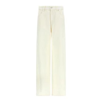 Brunello Cucinelli Femme, Jeans, Blanc, Taille: 40 FR Pantalon ample pliss&eacute;