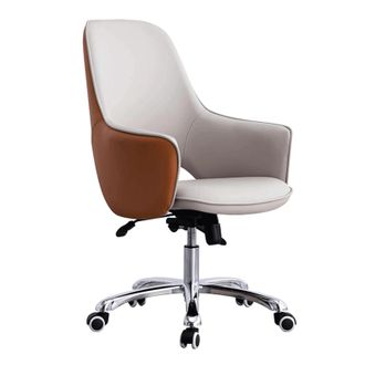 Generic Ergonomischer Bürostuhl, Lederschreibtischstuhl mit geräuschloser PU-Rolle, 105° Neigungswinkel, Füße aus Aluminiumlegierung