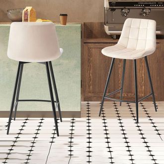 M&S Collection M&s - Lot de 2 chaises de bar H65 cm en velours beige - juzo