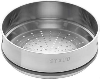 Staub Insert &agrave; vapeur, rond, 24 cm, en acier inoxydable, argent&eacute;, avec joint en silicone solide