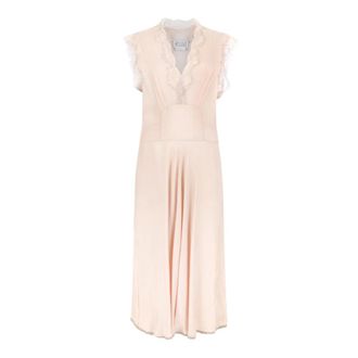 Maison Margiela Lace-trim V-neck Midi Dress - - Dresses - Damen - Rosa - S