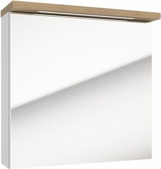 Puma Naturel - Armoire murale avec miroir int&eacute;gr&eacute; 60x60x20 cm - &Eacute;clairage LED IP44 - Prise 220V int&eacute;gr&eacute;e - STILLAE06017 - Blanc
