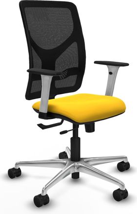 Piqueras y Crespo Lendenwirbelst&uuml;tzstuhl mit wei&szlig;en und schwarzen Armlehnen, ausgestattet mit Syncro/Traslack und Schneideschaum, mit Rollen 65 mm, Nylon, Schwarz/Gelb