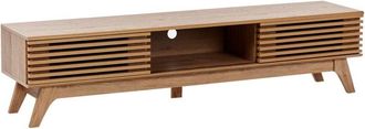 Beliani Meuble TV Moderne en Panneau de Particules de Bois 180 x 40 cm &Eacute;tag&egrave;res Coulissante Marron Toledo
