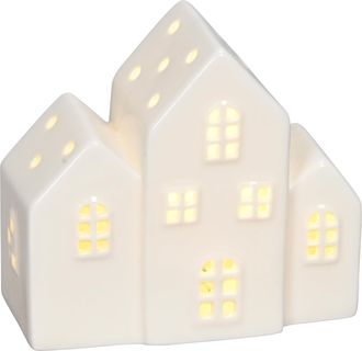 Matches 21 LED Dekohaus für Weihnachten als Weihnachtsdeko - Weiße Lichthäuser 11 x 8,5 cm als Winterdeko im Set