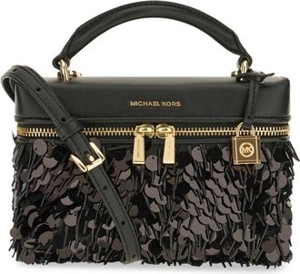 Michael Kors Sac bandouli&egrave;re extra-petit Jana orn&eacute; de paillettes - Femme - Sacs - Noir - Taille: ONE Size