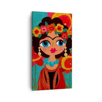 Arttor Bilder auf Leinwand Frida Blumen Bunt Leinwandbild mit Rahmen 45x80cm Wandbilder Dekoration Wohnzimmer Schlafzimmer K&uuml;che Deko Klein Wanddeko Bild Wan