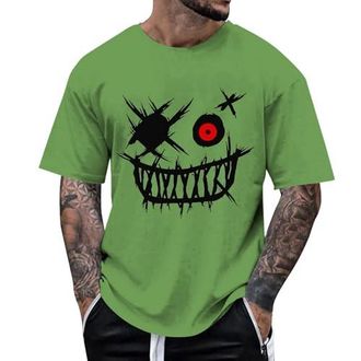 Generic T-shirt pour homme T-shirt d&eacute;t&eacute; surdimensionn&eacute; mode impression 3D d&eacute;contract&eacute; confortable, vert, XXL
