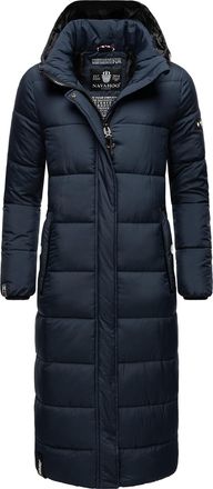 Navahoo Damen Wintermantel Warmer Steppmantel lang mit Abnehmbarer Kapuze Isalie Navy Gr. XXL