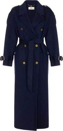 Elisabetta Franchi Manteau en laine double boutonnage - Femme - Manteaux - Bleu - Taille: 38 FR