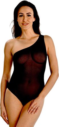 Teyli Bodysuit Women Damen Body Elegant - Mesh Top Body Damen Elegant - Body Damen Bestickt aus Transparentem Strick (Schwarz, XL)