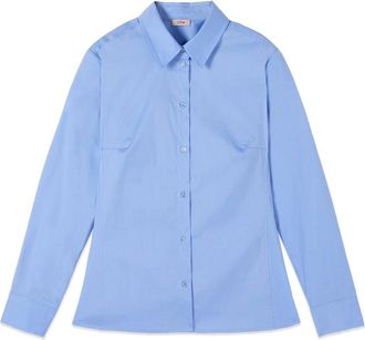 Oltre Femme, Blouses et Chemises, Bleu, Taille: 36 FR Basic Poplin Shirt