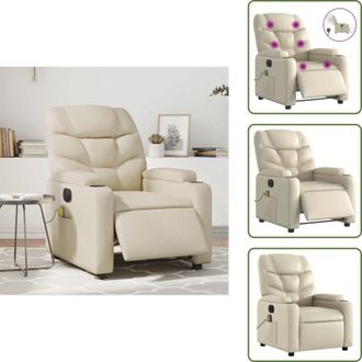 vidaXL Massagesessel Elektrisch Creme Kunstleder - Massage Sessel - Elektrischer Recliner - Relaxsessel - Fernsehsessel - Bequeme Lounge Chair - The Living