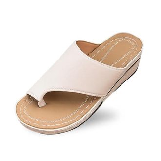 Generic Pantoufles d&eacute;t&eacute; tendance pour femme, talon inclin&eacute;, temp&eacute;rament, confortable, plage, 2026, beige, 38.5 EU