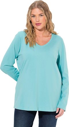 Ulla Popken Damen große Größen Übergrößen Plus Size Shirt, Slim, V-Ausschnitt, Langarm