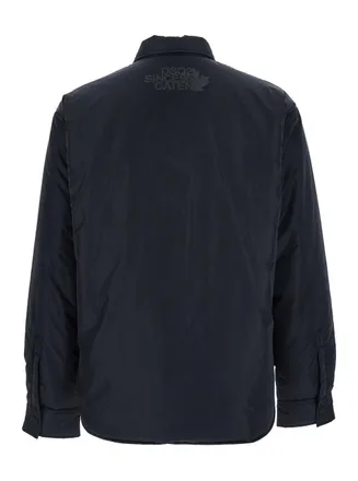 Dsquared2 Mens Black Jacket With Classic Collar And Logo Print Polyamide Coat
