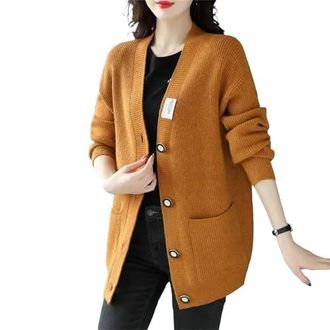 Generic Manteau en tricot &eacute;pais pour femme - Cardigan en laine - Style cor&eacute;en, Couleur caramel., Taille XL