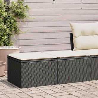 vidaXL 2-tlg. Garten-Sofagarnitur mit Kissen Schwarz Poly Rattan - Vidaxl